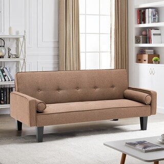 2059 sofa convertible into sofa bed includes two pillows 72" dark grey cotton linen sofa bed for ...